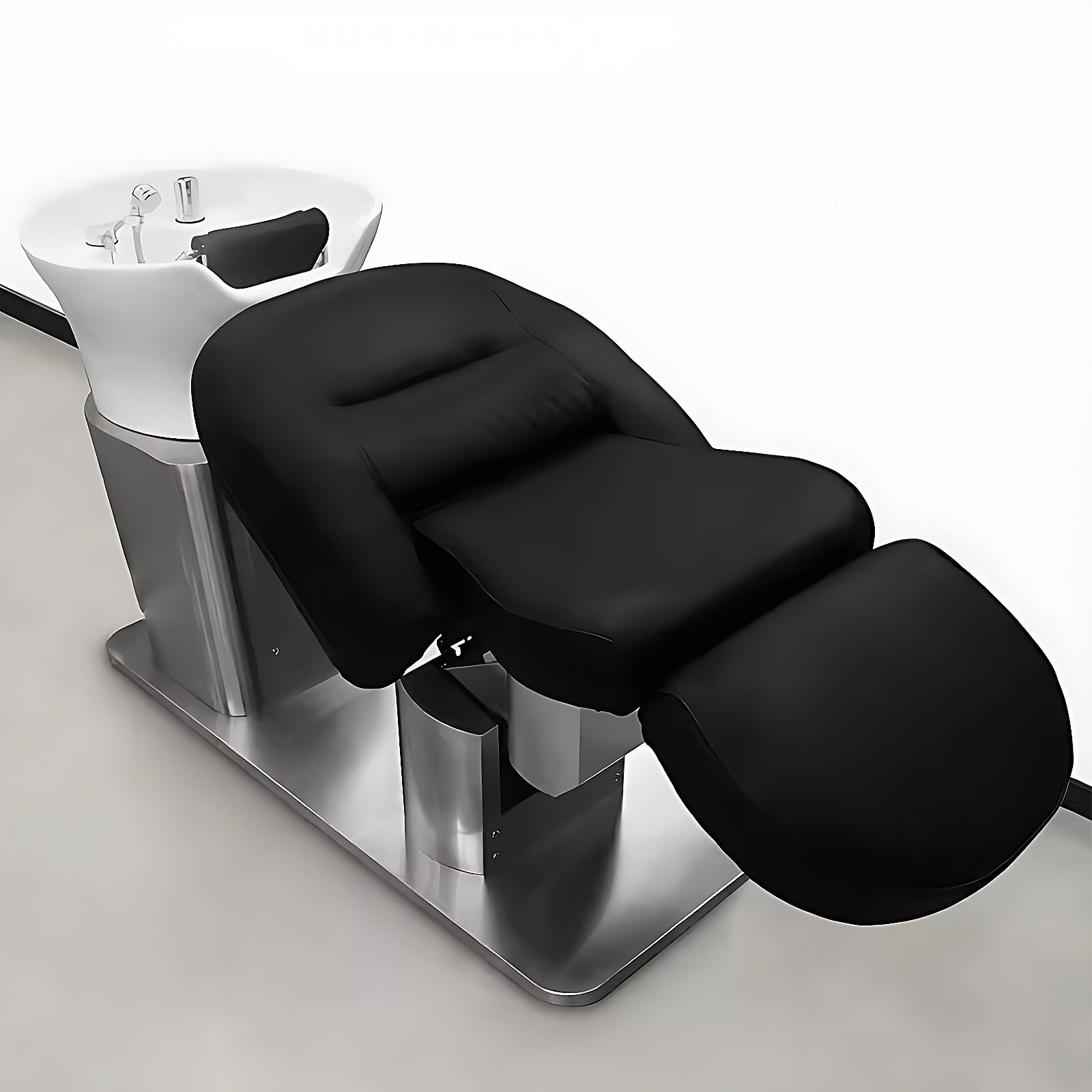 Semi Horizontal Electric Adjustable Hair Salon Shampoo Bed Classic Bla ...